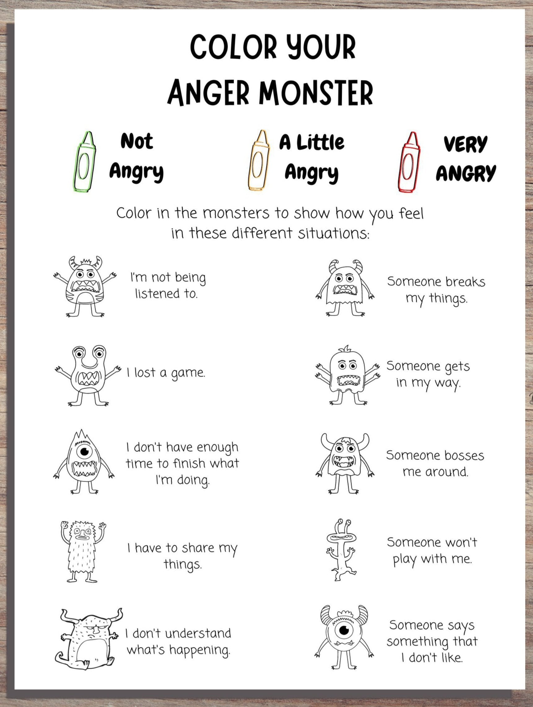 Anger Triggers Worksheet